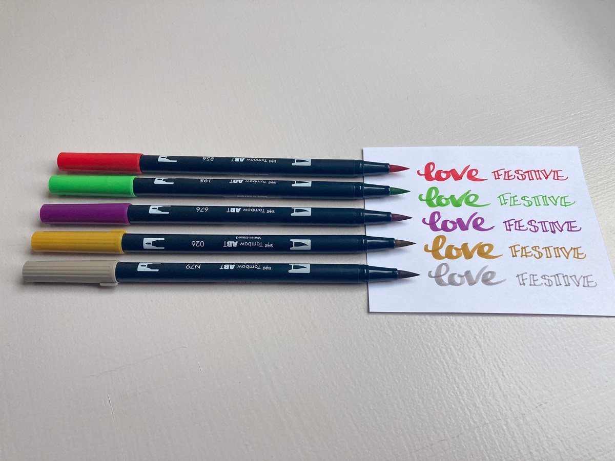 Tombow ABT Calligraphy Brush Pens Christmas Colours Bundle – pack of 5 ...
